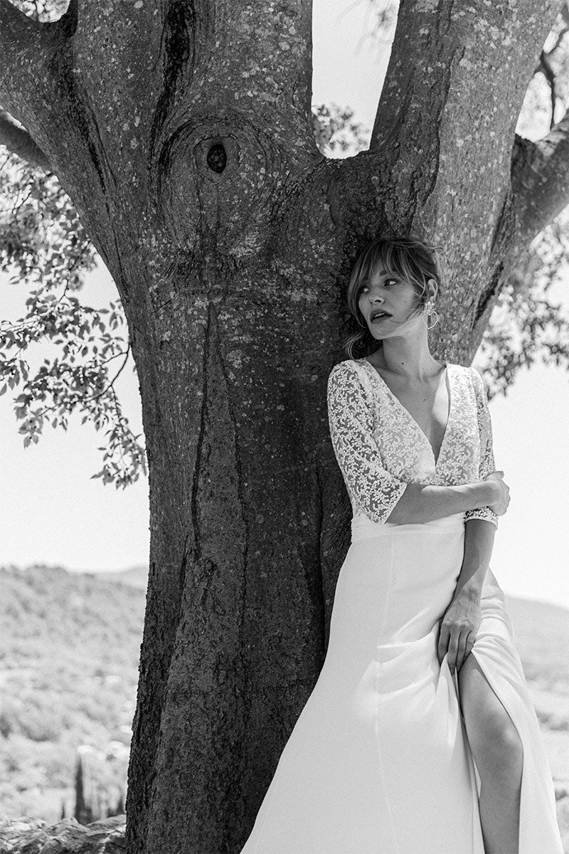 Sean wedding dress in embroidered tulle and silk crepe